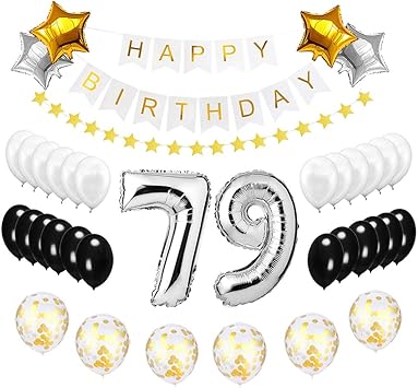 Amazon.com: Happy to 79th Birthday Balloons Set - Birthday Theme ...