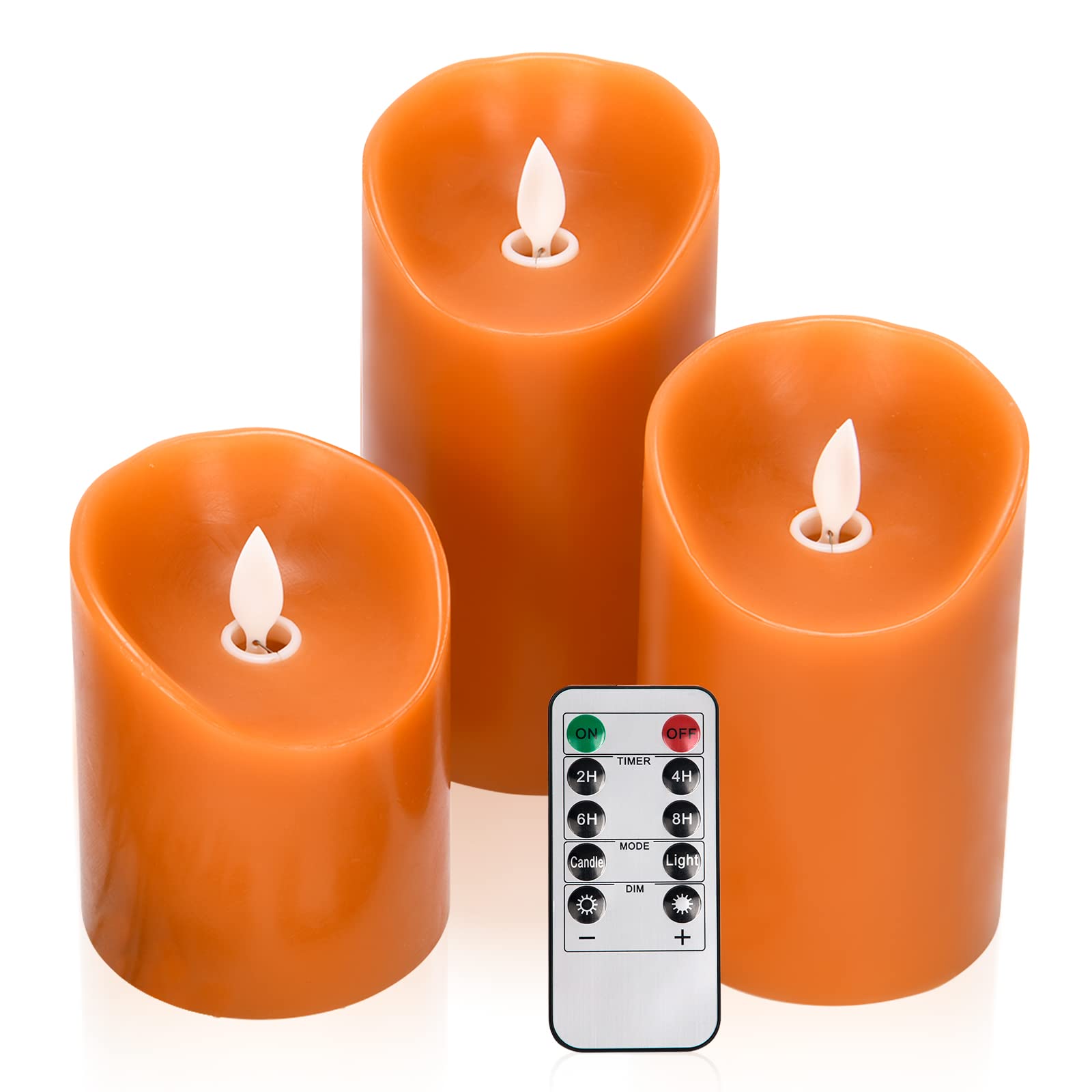 AKU TONPA Real Wax Flickering Flameless Candles Battery Operated LED Fake Candle Set with Remote ...