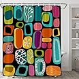 Amazon.com: Modern Mid Century Shower Curtain Retro Geometric Colorful Abstract Atomic Diamond ...