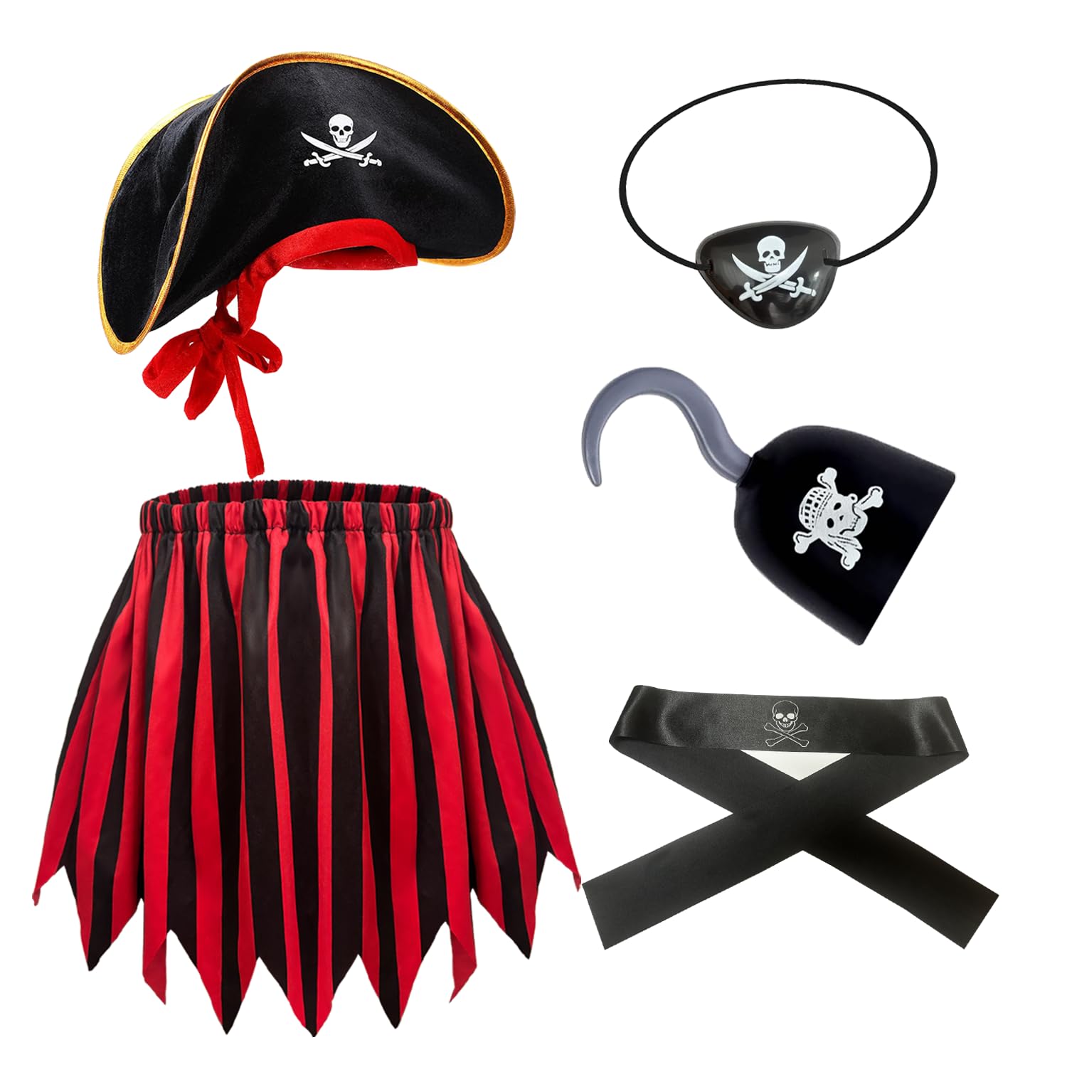 Byfirty 5pcs Pirate Costume Kids Girls Pirate Costumes Halloween ...