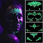 Amazon.com : 6 Pieces Noctilucent Face Gems Stick on Body Stickers Self ...