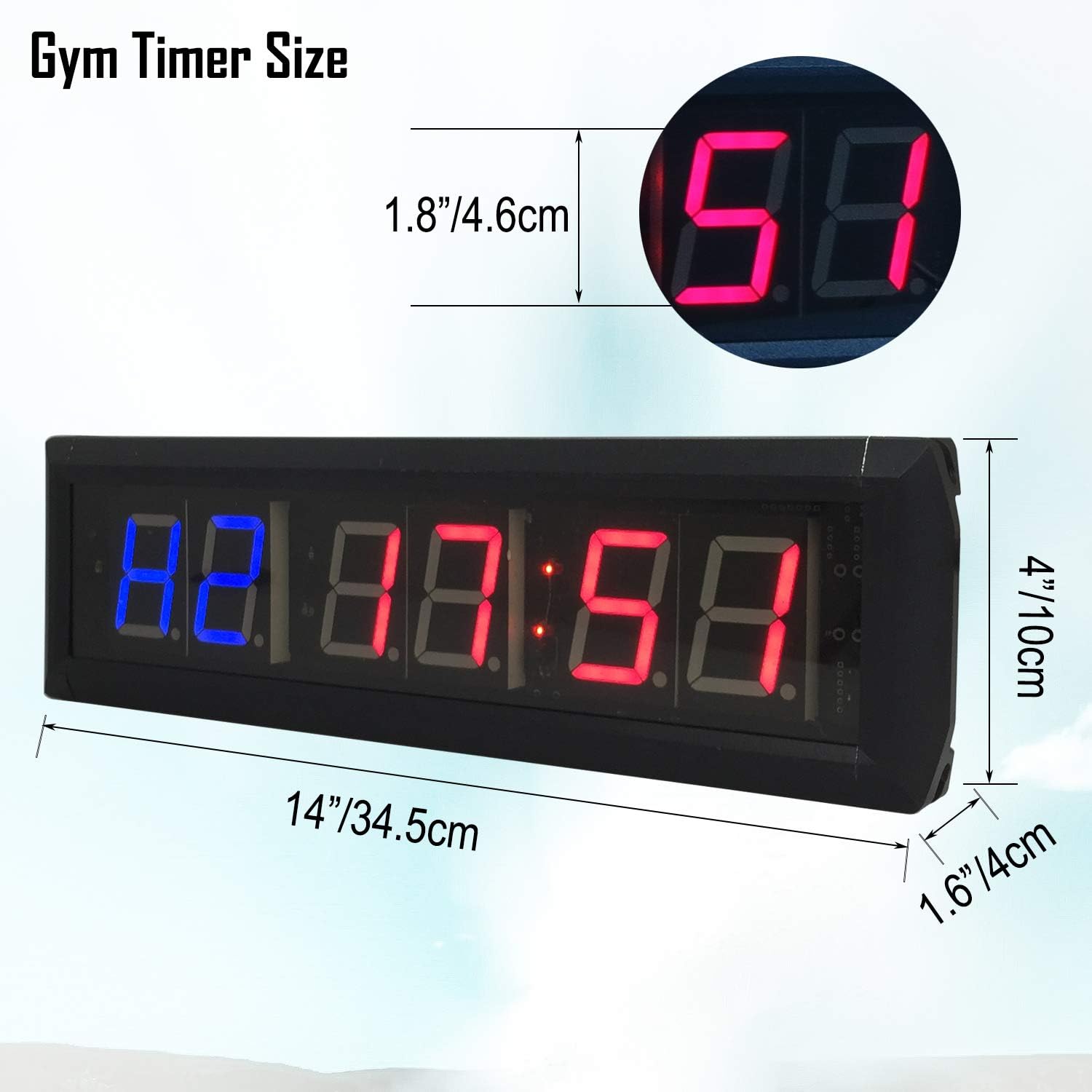 Ledgital Gym Timer Stopwatch with Remote, Countdown/up Clock in Mints ...