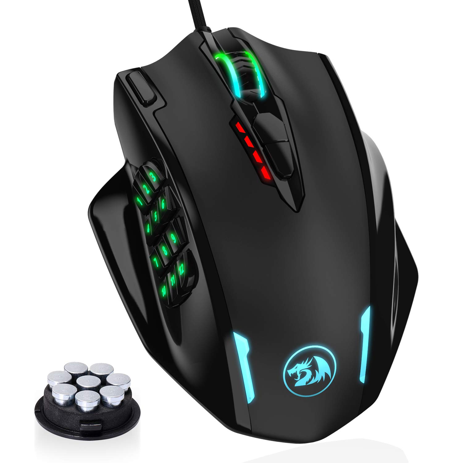 Redragon M908 Impact RGB LED MMO Mouse With Side Buttons Optical Wired 