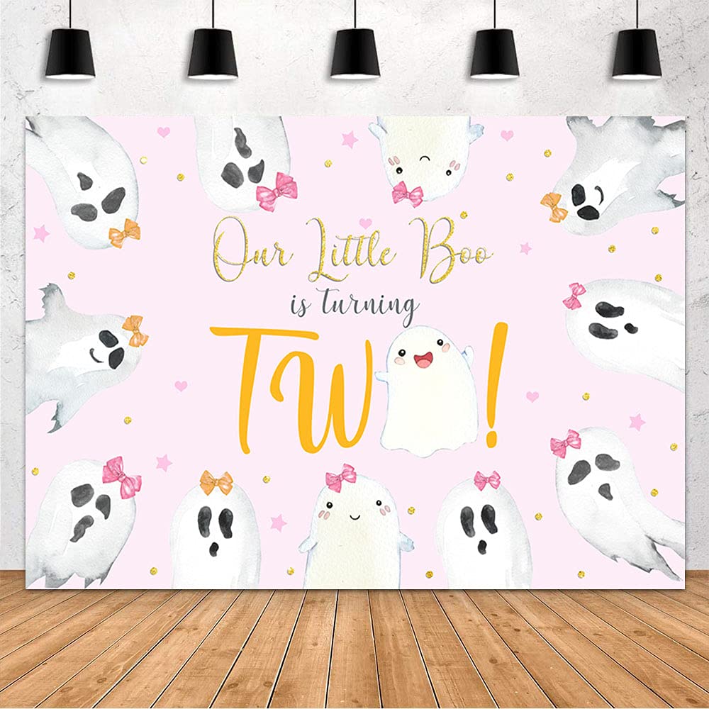 MEHOFOND Halloween Boo 2nd Birthday Backdrop for Girl Our Little Boo is ...