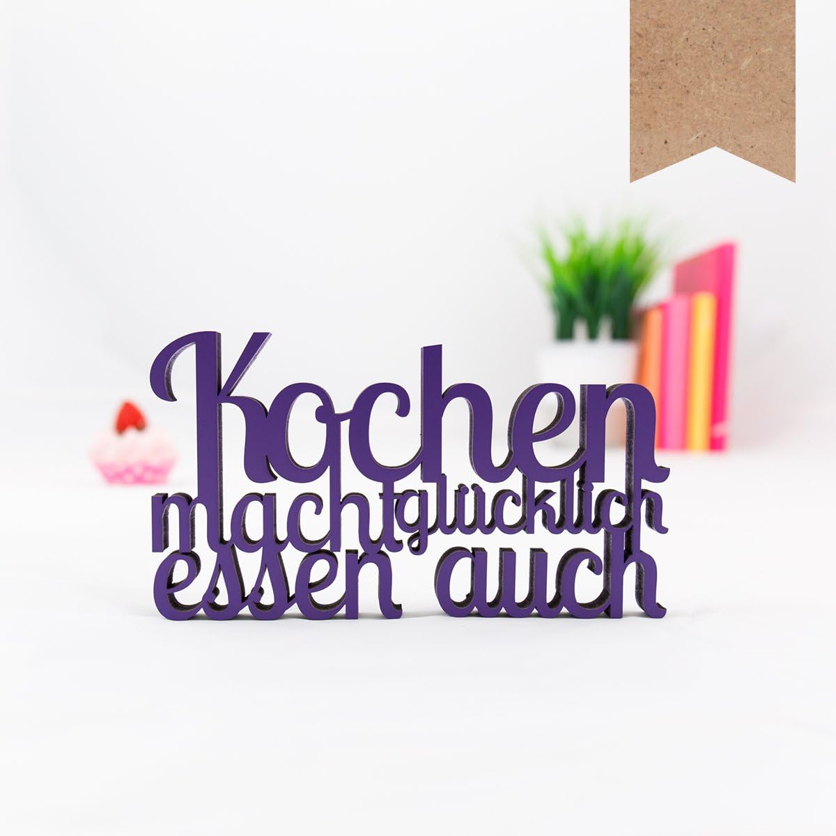 Kleinlaut 3D-Schriftzug "Kochen macht glücklich" in Größe: 10 x 5,6 cm ...
