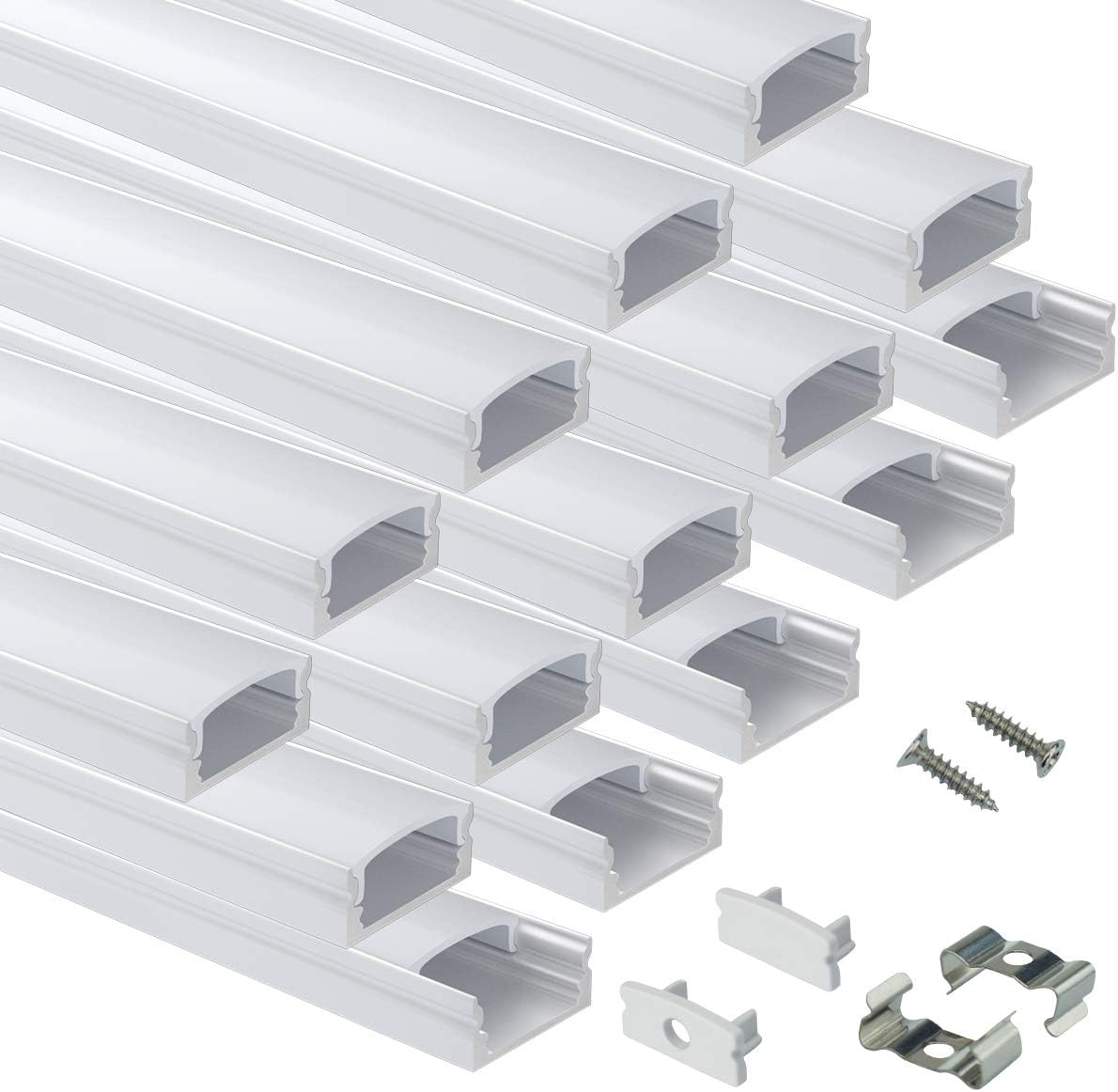 Muzata LED Channel System with Milky White Cover Lens 20PACK 3.3FT U ...