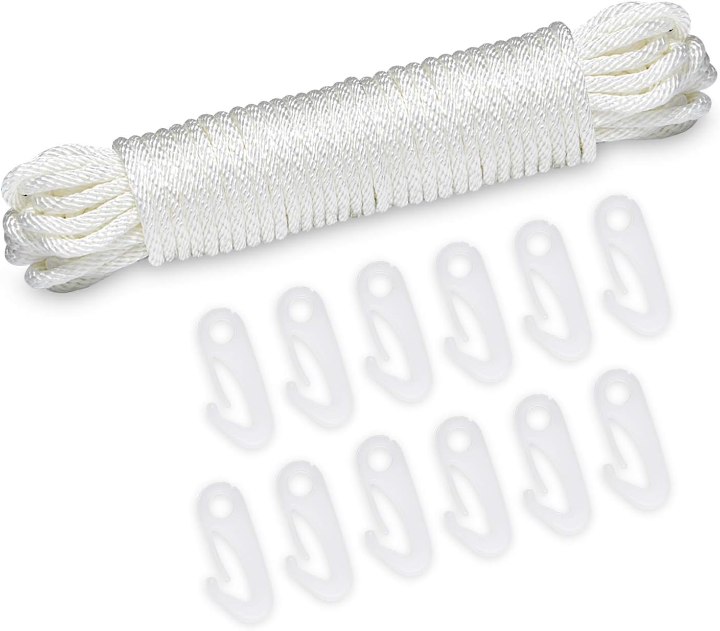 Akamino 50 Feet Flag Pole Halyard Rope with 12 Pieces Nylon Flag Pole ...