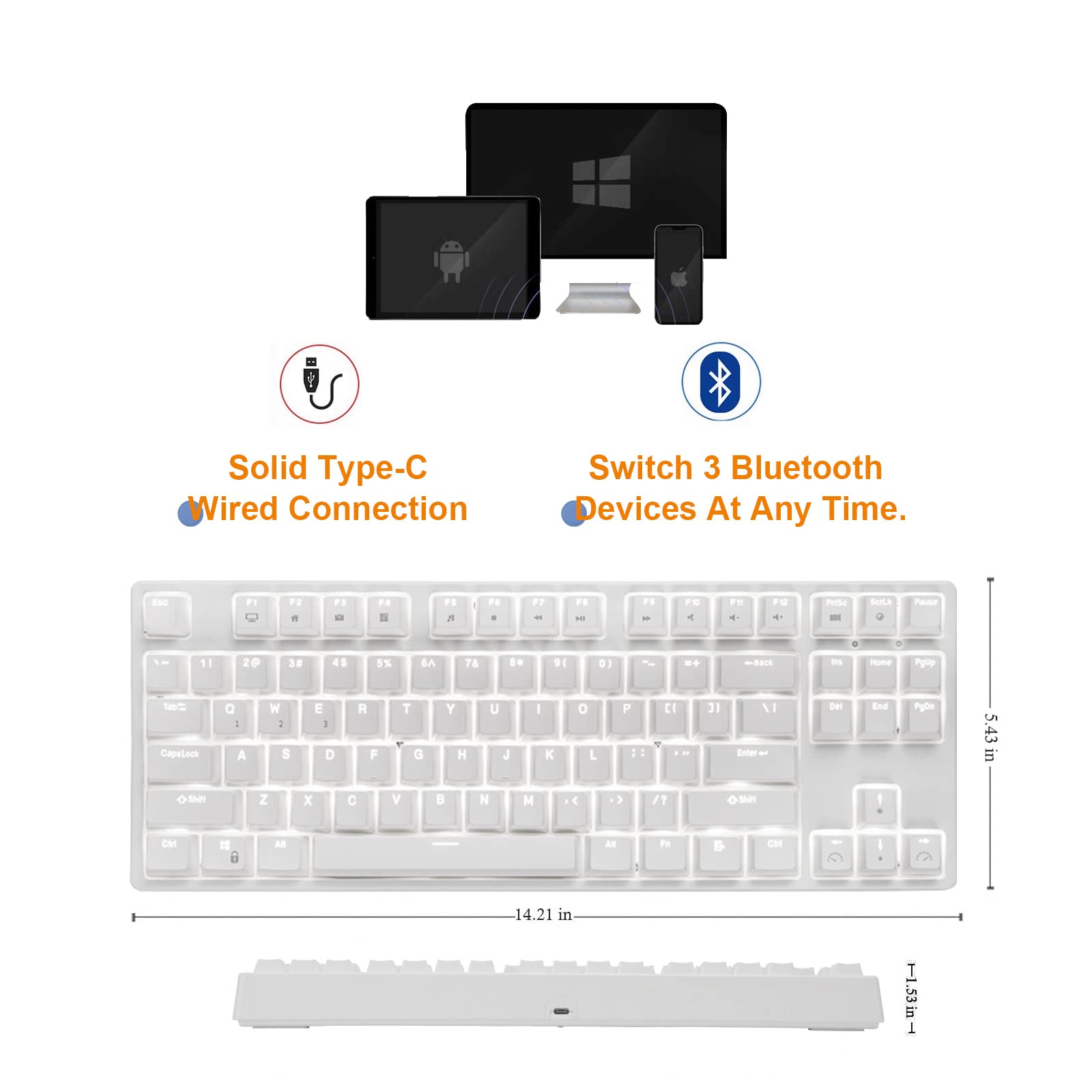 Mua RK ROYAL KLUDGE RK987 Mechanical Keyboard 87 Keys White LED ...