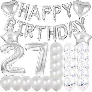 Sweet 27th Birthday Decorations Party Supplies,Silver Number 27 ...