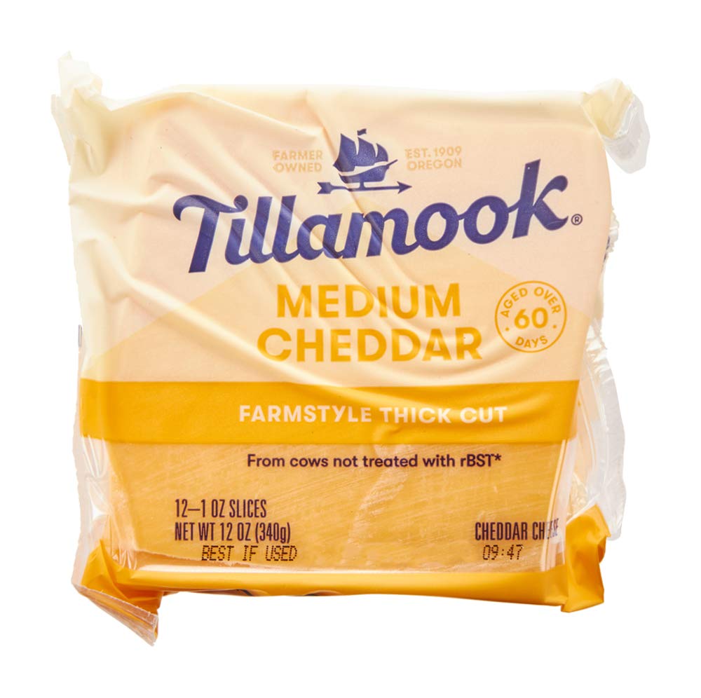 Tillamook, Medium Cheddar Cheese Slices, 12 oz: Amazon.com: Grocery ...