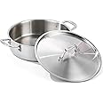 Amazon.com: DELARLO Tri-Ply Stainless Steel 5 Quart Braiser Pan with Lid Induction Rondeau Pot ...