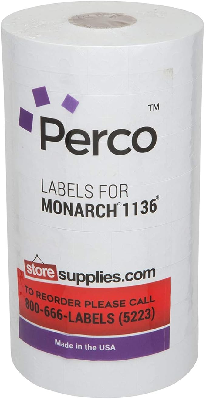 White Pricing Labels for Monarch 1136 Price Gun – 8 Rolls, 14,000 ...