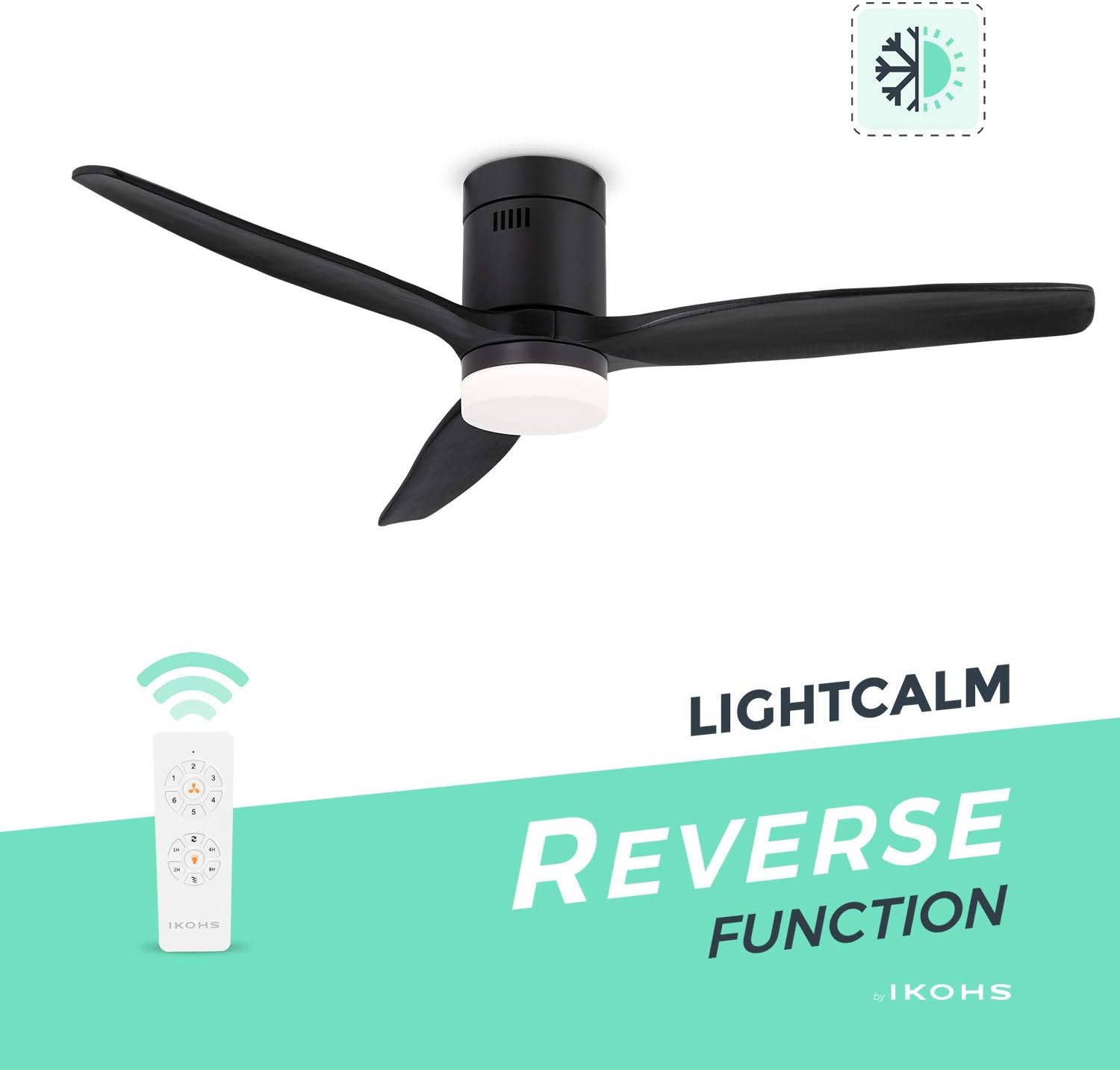 IKOHS LIGHTCALM Black – Ceiling Fan 40W DC Reverse – BigaMart