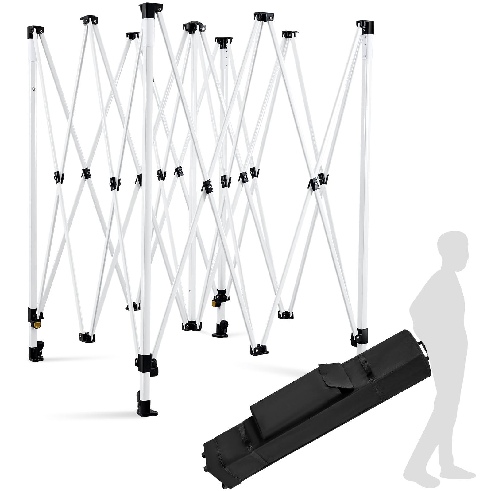 Lingvee 10 x 10 ft Canopy Tent Frame and Roller Bag Adjustable Iron ...