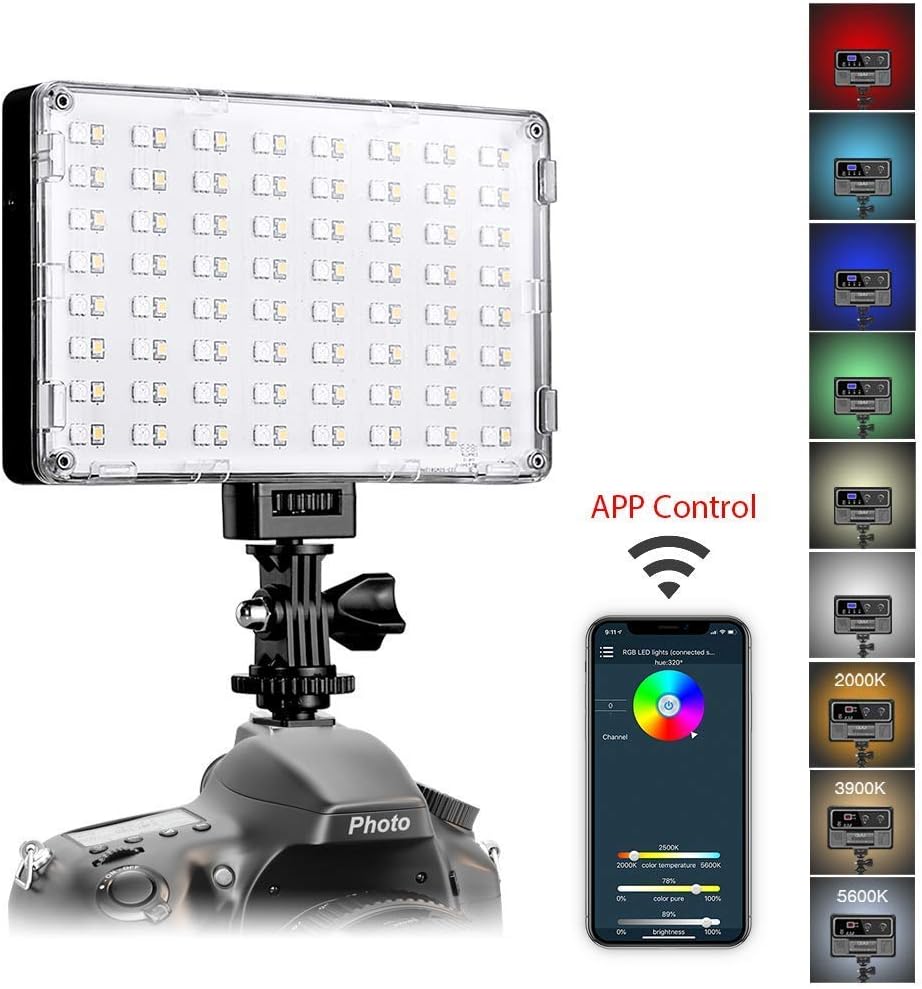 GVM LED Lumière Caméra,eclairage Photo avec RGB Réglable 2000K-5600K ...
