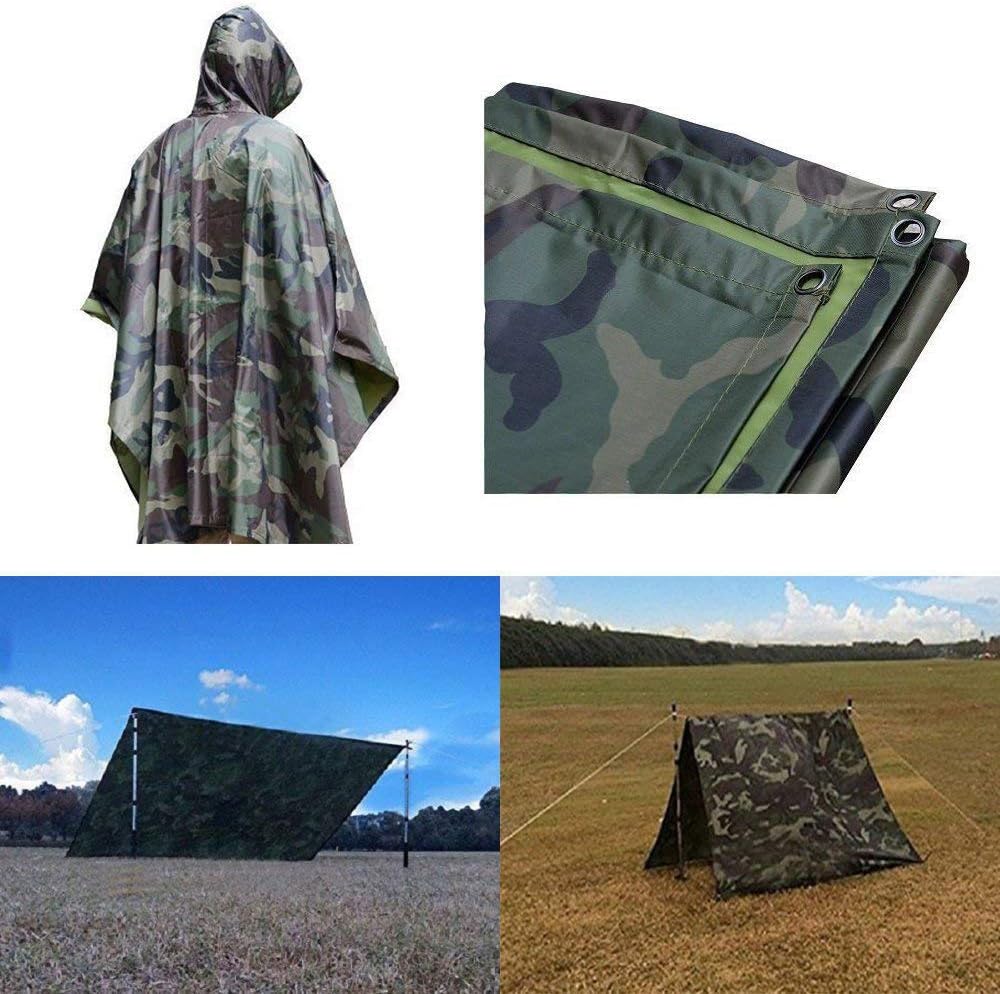 Camouflage Rain Poncho, Waterproof Raincoat with Hoods Rain Poncho for ...