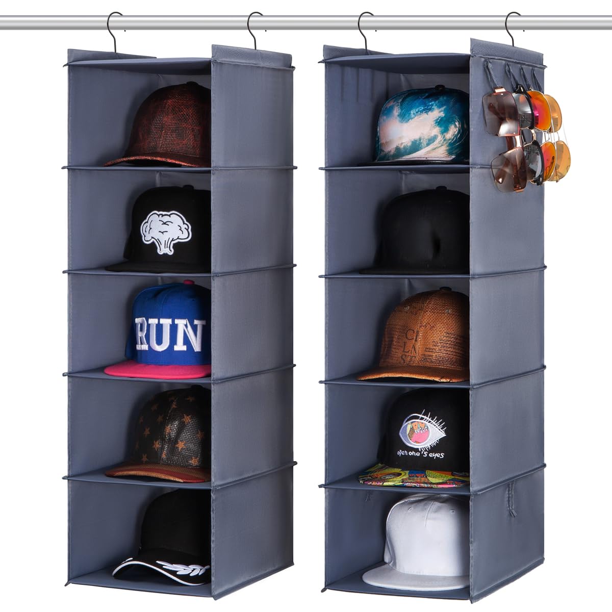 Baseball Cap Storage for Closet Hanging Hat Organizer Hat Rack 10-Shelf ...