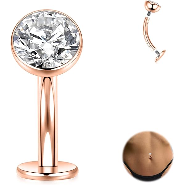 Gold Industrial Piercing Jewelry FUNLMO G23 Titanium Belly Button Ring ...