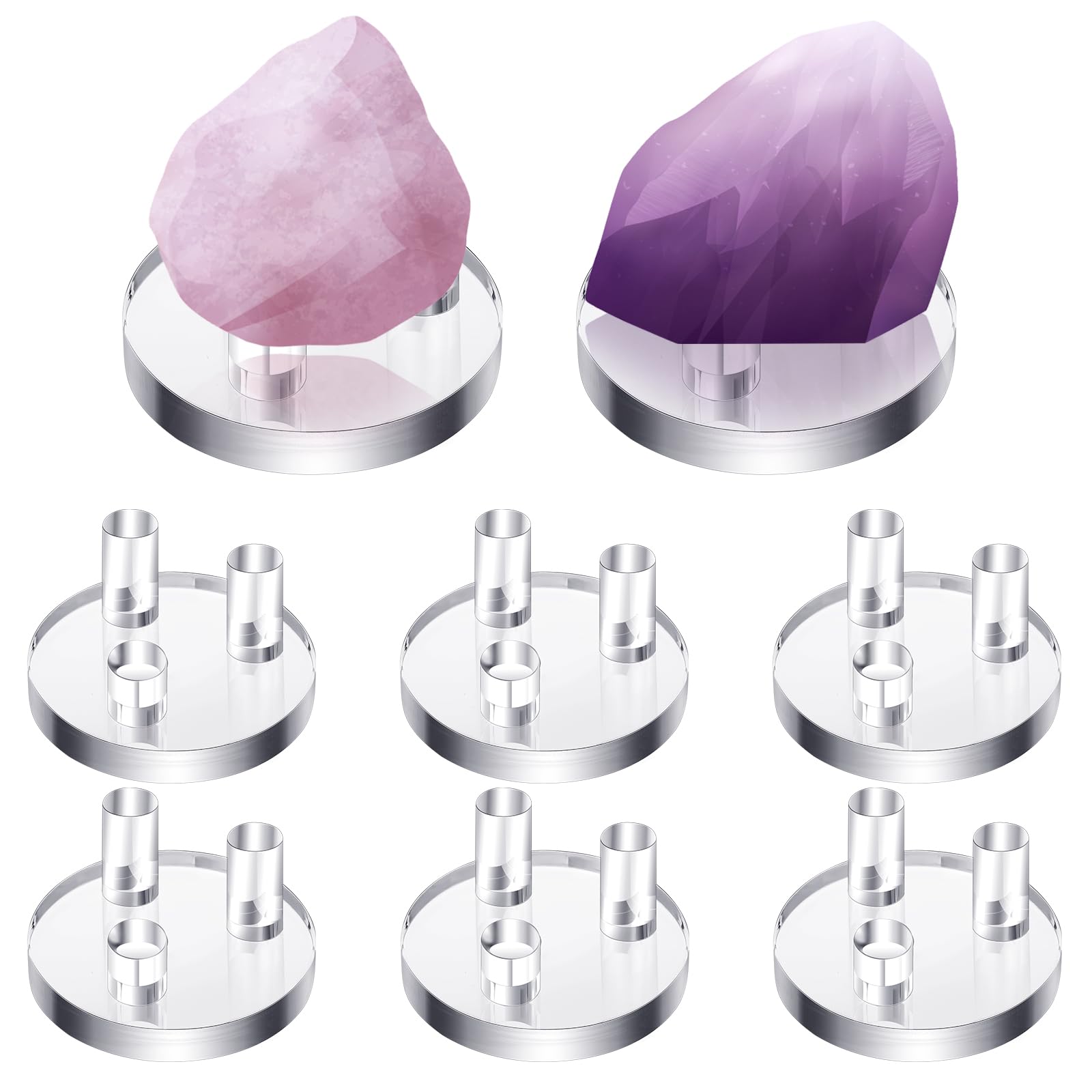 Jetec 8 Pcs Rock Display Stand 3 Pegs Clear Acrylic Display Stand mini ...