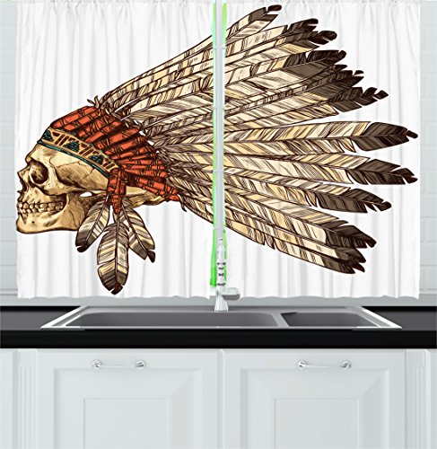 Native American Decor Kitchen Curtains by Ambesonne, Hand Drawn Native ...