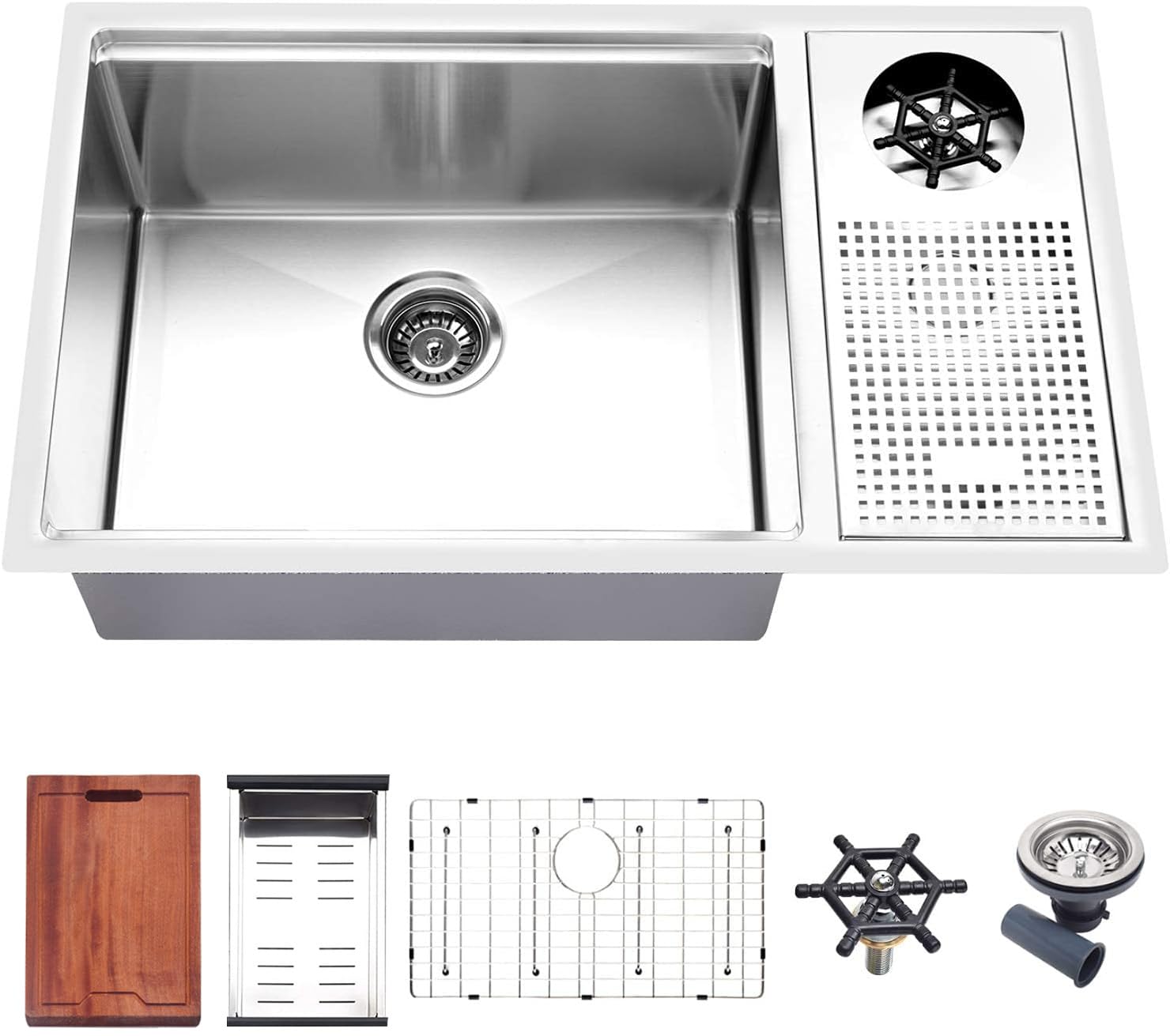 Mua ARAUSK Bar Sink with Glass Rinser, 32 Inch Single Bowl Stainless ...