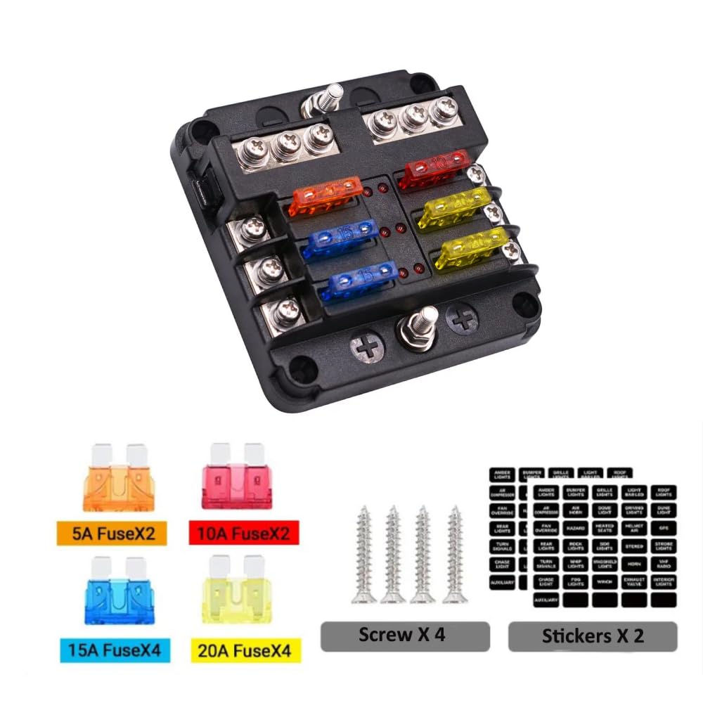 Mua 12 Volt 6 Way Fuse Block, Waterproof Marine Fuse Blocks, Universal ...