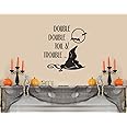 Double Double Toil and Trouble Wall Saying Witch Hat Halloween Decal ...
