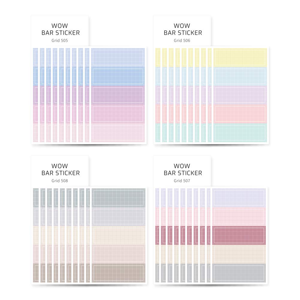 Monolike Wow Bar Sticker Grid B Set - Mini Size Cute Stickers, Square ...