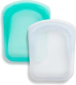 Amazon.com: Stasher Silicone Reusable, Pocket (Clear + Aqua) | Food Meal Prep Storage Container ...