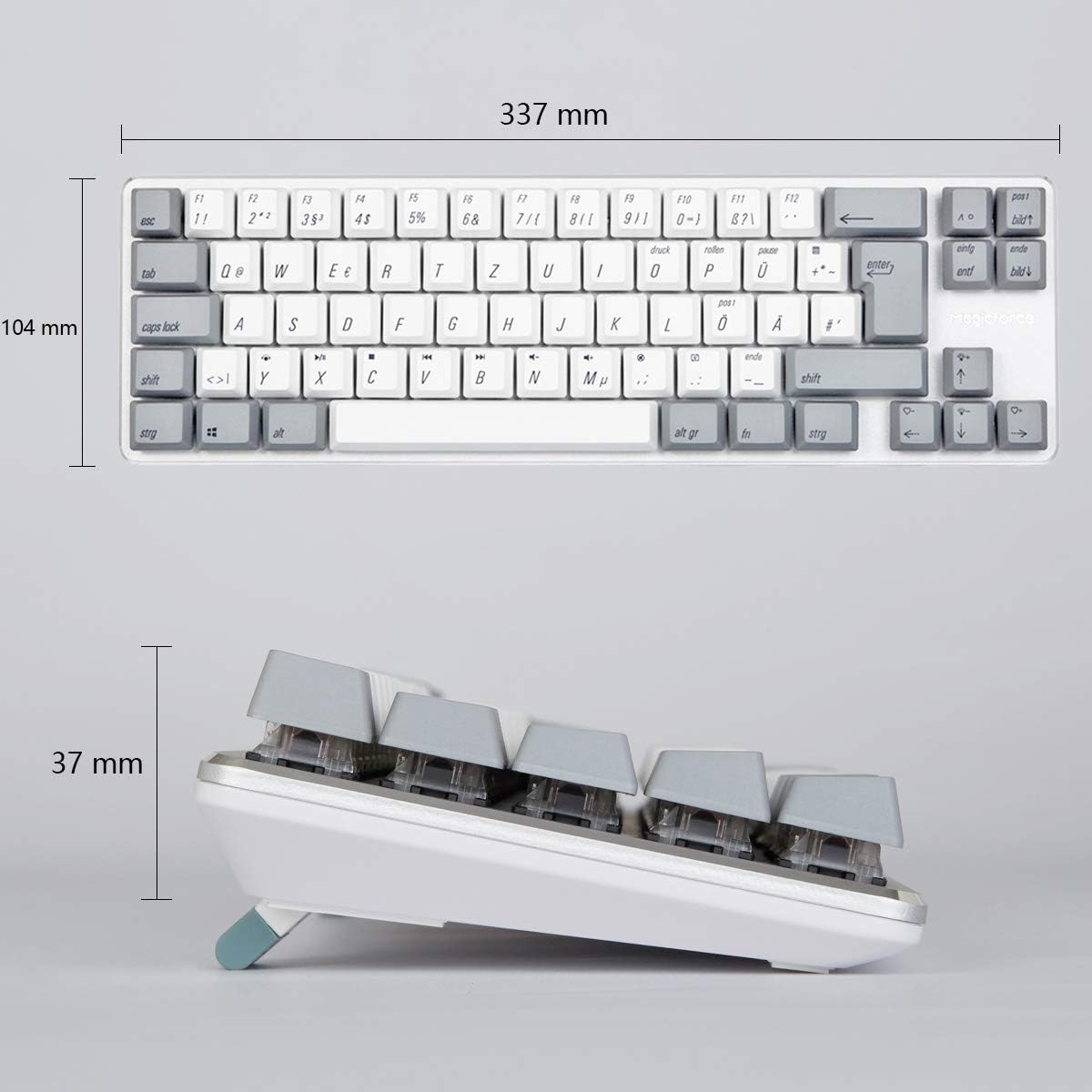 Qisan Mechanical Gaming Keyboard PBT Keycps 69 Keys Gateron Red Switch ...
