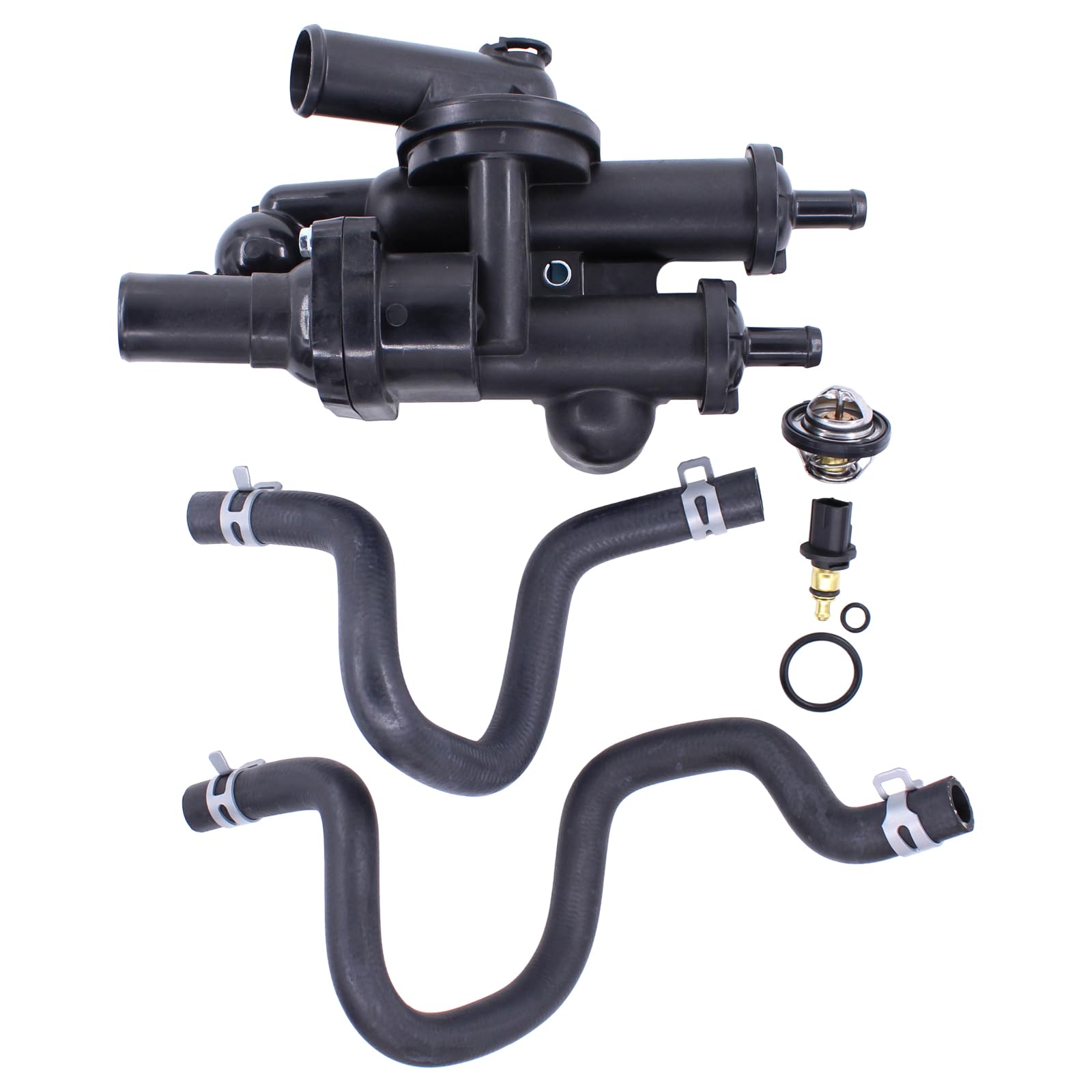 MOTOKU Engine Coolant Thermostat Housing Assembly w/Sensor and Water Outlet Hose for Dodge ...