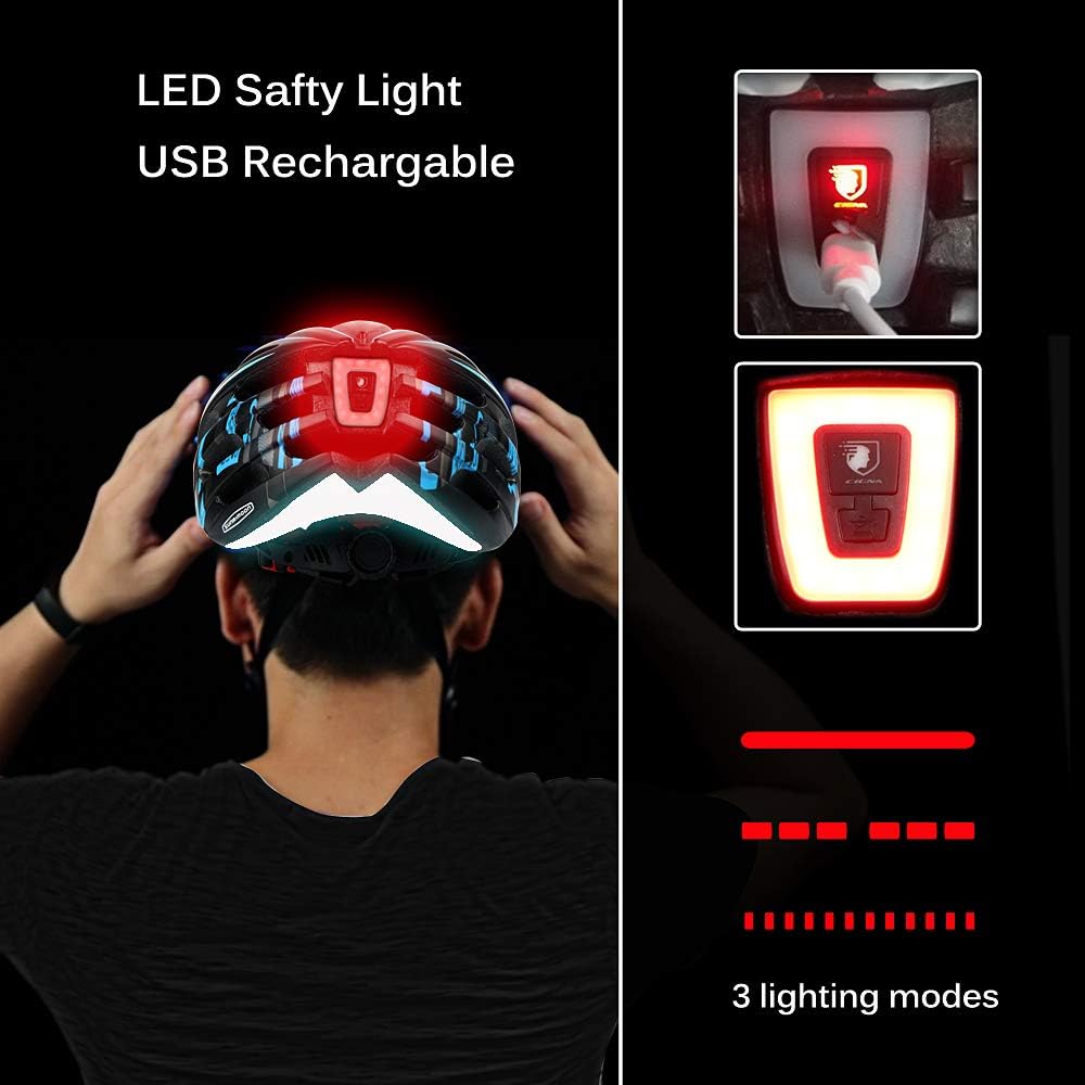 Shinmax Bike Helmet,Helmet Bike Adult with USB Led Light Bicycle Helmet ...