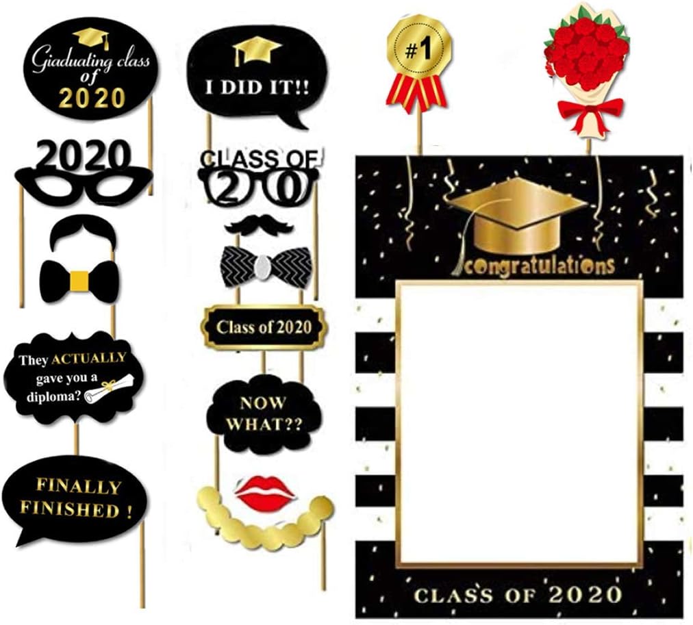Dusenly Graduation Photo Frame Props with 16pcs Graduation Photo Booth ...