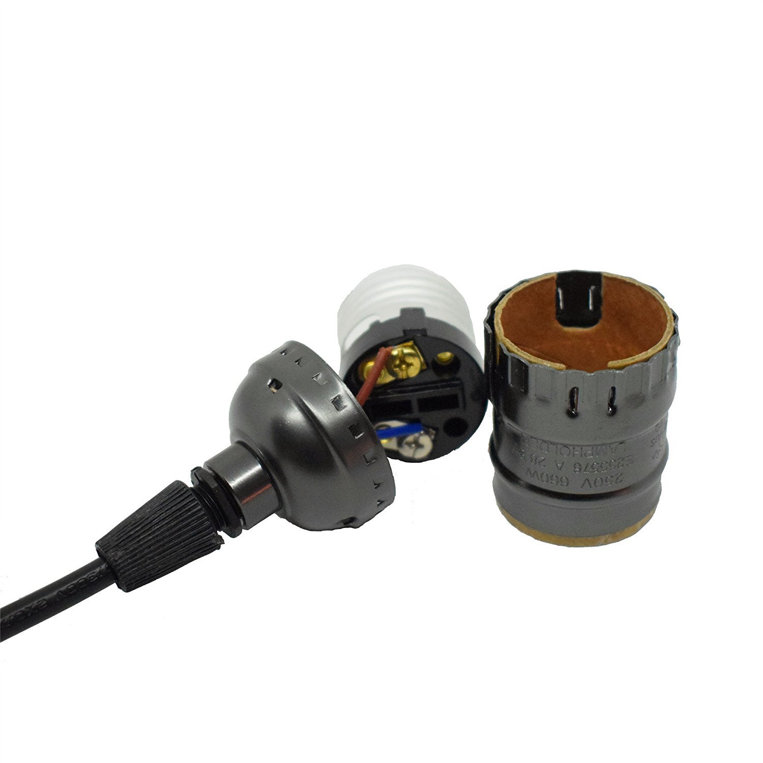 SooFoo E27 Medium Light Socket, Metal Shell Edison Retro Pendant Lamp Holder For Lamp Socket And ...