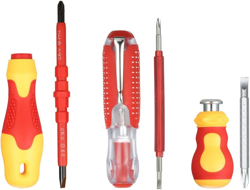 KKmoon 10pcs 1000V Insulated Screwdriver Set with Magnetic Slotted and Phillips Bits Soft Grips ...