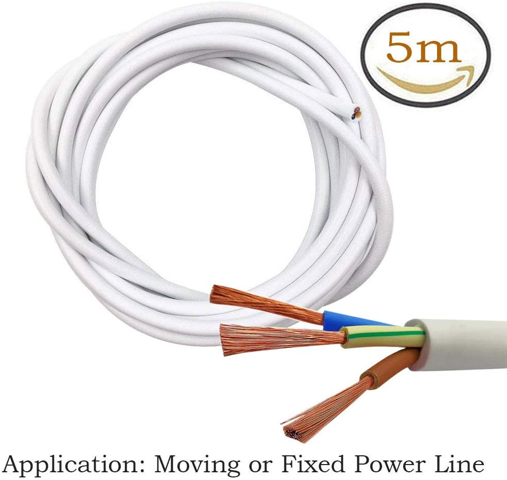 Electrical Wire/3 Core Round White PVC Mains Electrical Cable Copper ...
