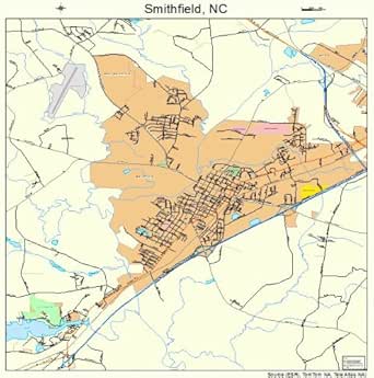 Amazon.com: Large Street & Road Map of Smithfield, North Carolina NC ...