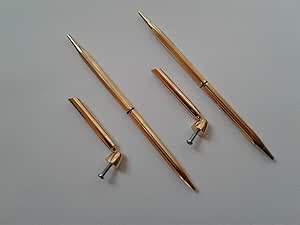 Amazon.com : 2 Gold Tone Desk Pens Executive Slimline With Funnel ...
