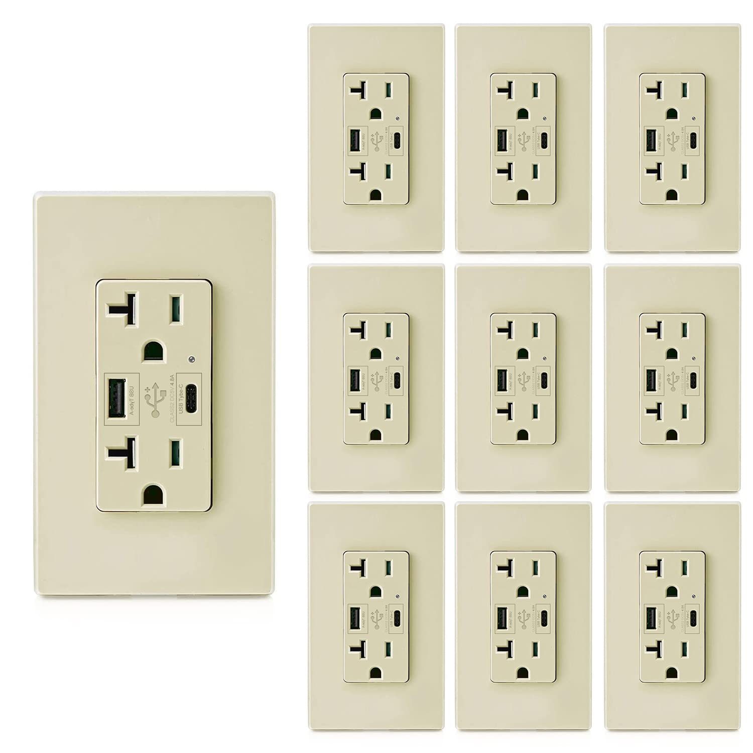 Ivory Outlet with USB C High Speed Charger Type C 4.8A Charging ...