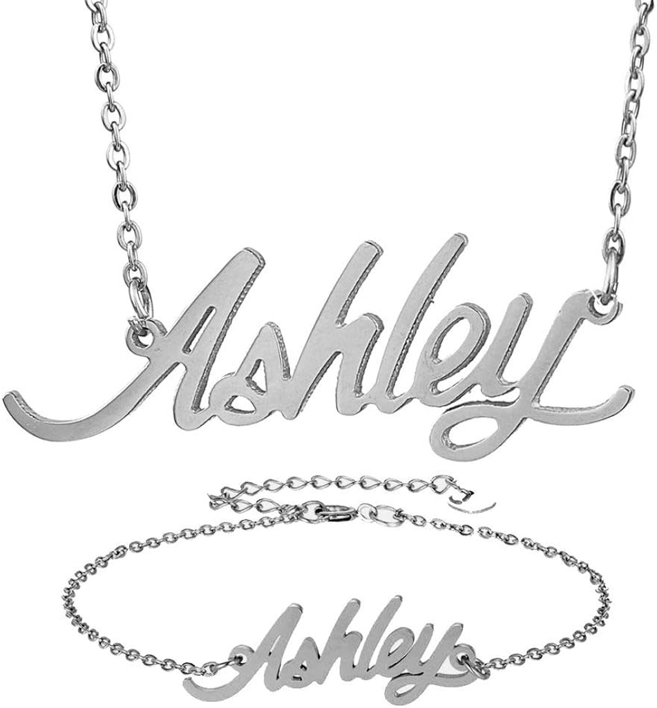 Amazon.com: Personalized Name Necklace + Name Bracelet Sets for Women ...