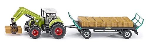 Siku 1946, Claas Tractor with Square Bale Grab and Bale Trolley, 1:50 ...