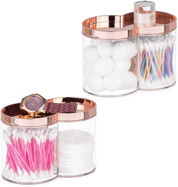 mDesign Set of 2 Modern Makeup Storage Containers - Versatile Bathroom ...