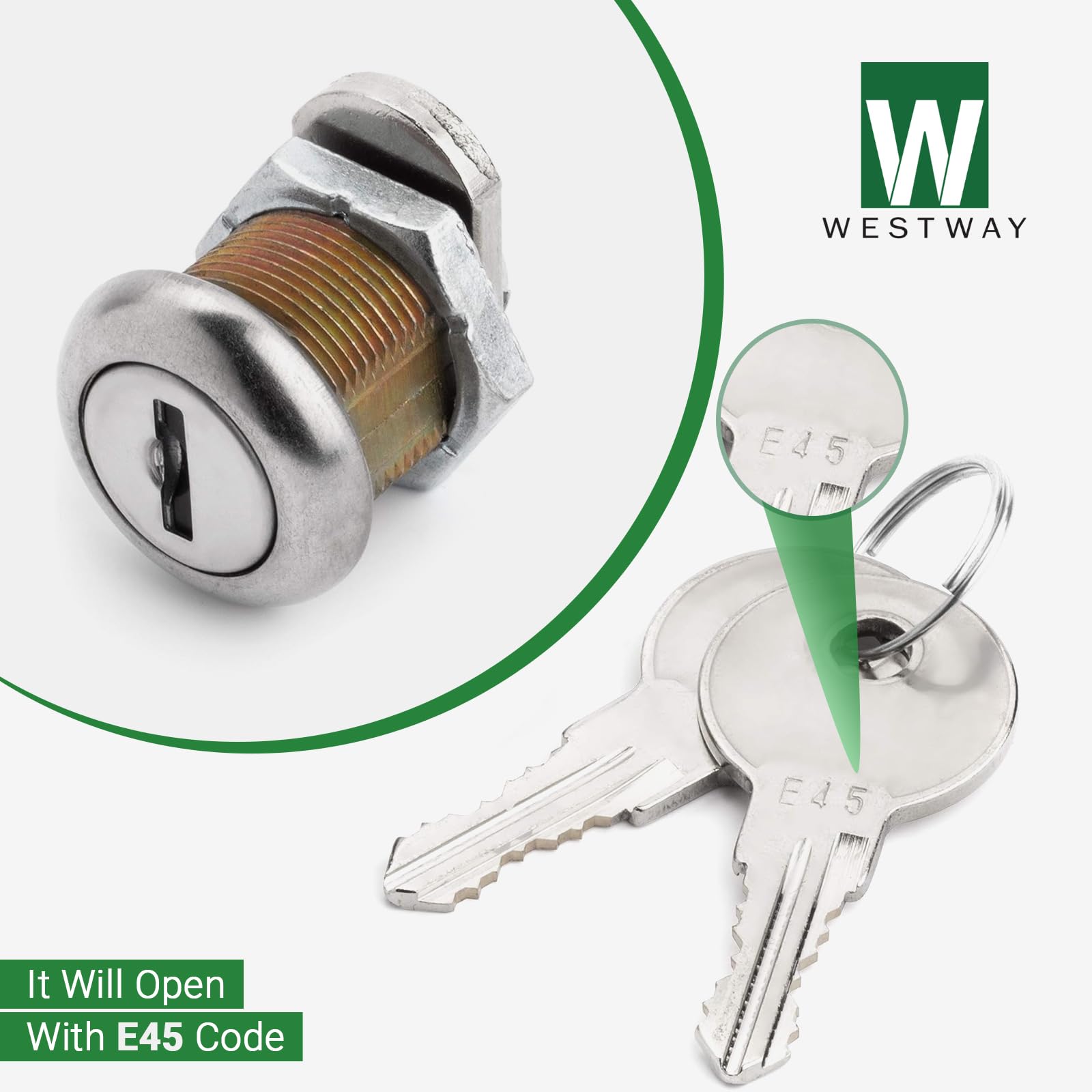 Westway Locks 5/8" Cabinet Locks With Keys–Keyed Alike Lock With 2 Keys ...
