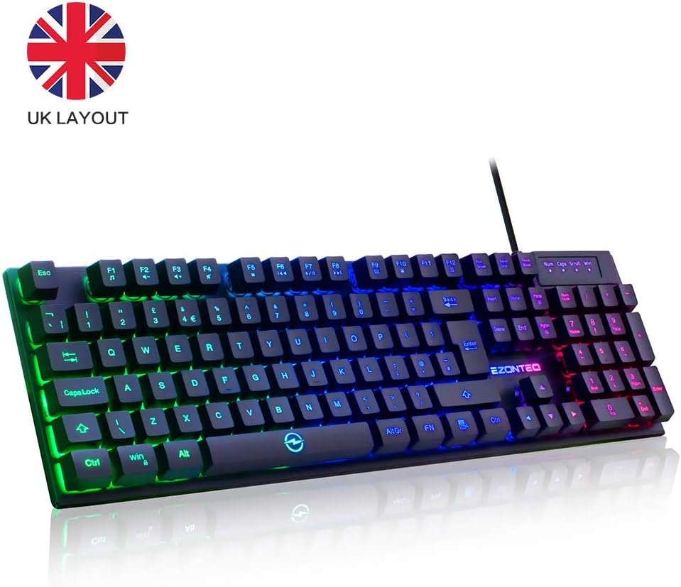 EZONTEQ Gaming Keyboard Mechanical Feel Ergonomic Membrane Gaming ...