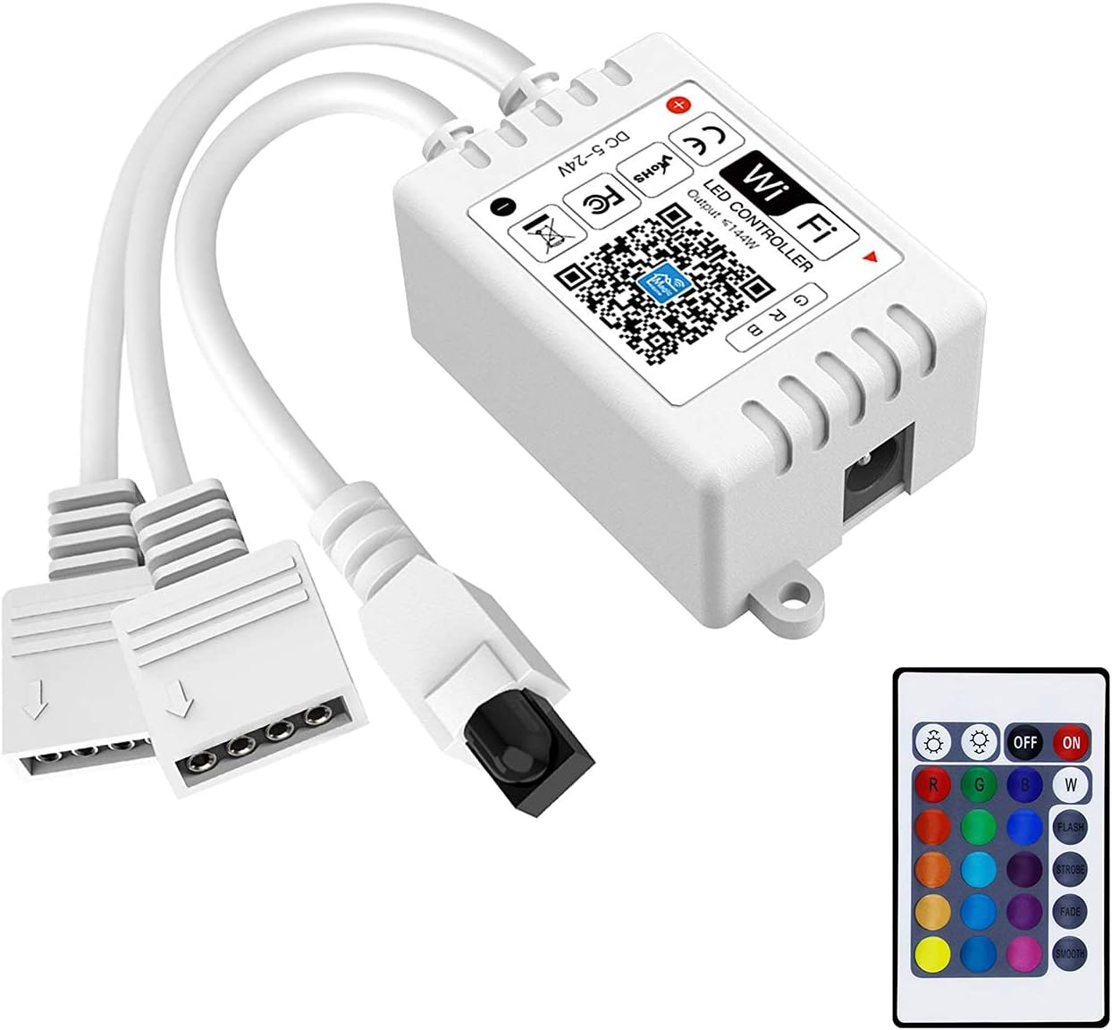 iNextStation RGB LED Light Strip WiFi Controller 2-Output 4 Pin with 24 ...