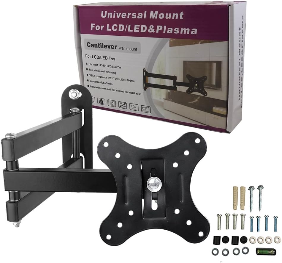 14-30 Inches Tilt Swivel Wall Mount Swing Arm Bracket with Spirit ...