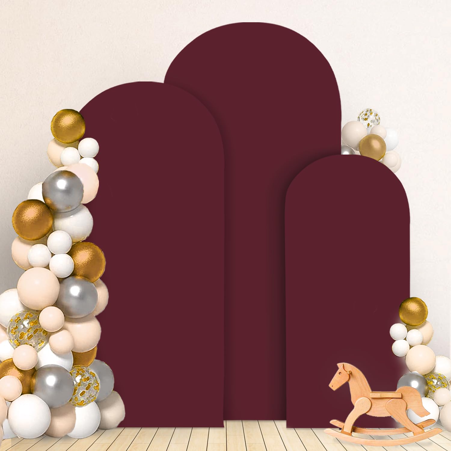 MODFUNS Burgundy Arch Cover Set of 3 Spandex Arch Cover 5ft 6ft 7ft ...