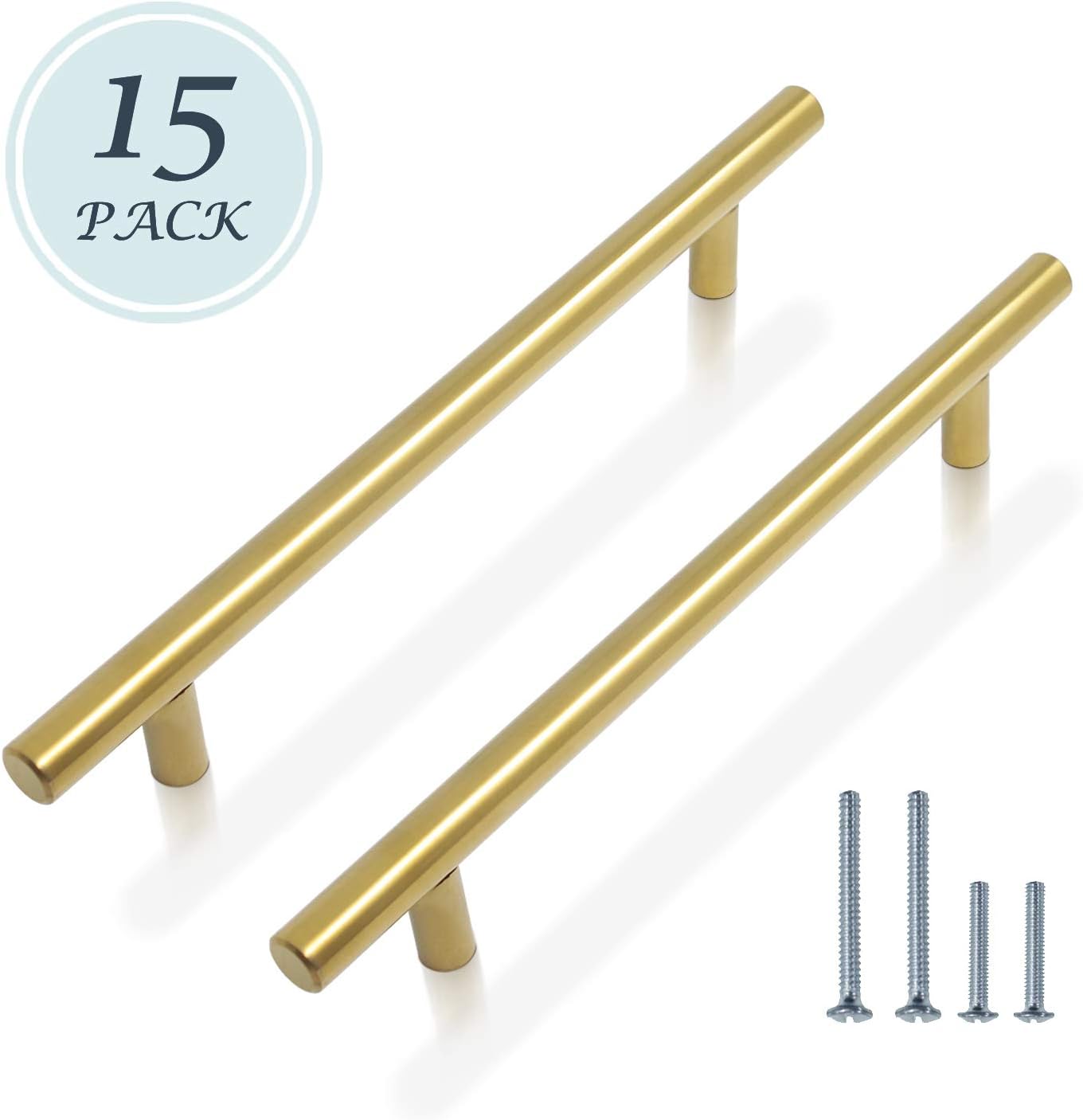15 Pack 160mm Kitchen Cabinet Handles Golden Cupboard Door Pulls ...