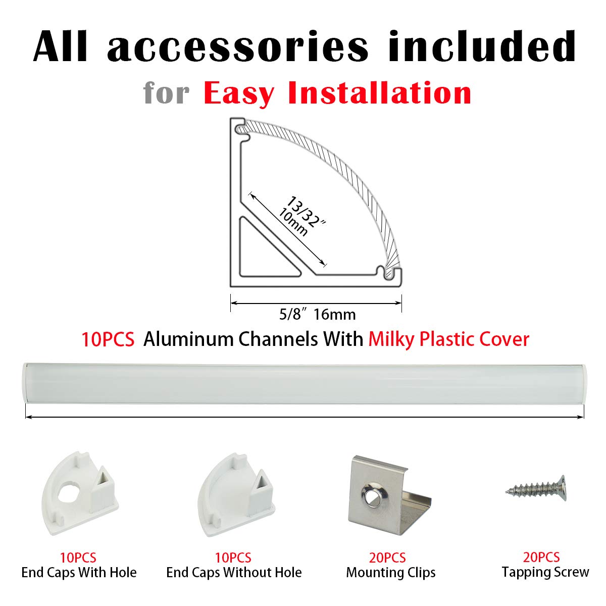 V-Shape Led Aluminum Channel, Muzata 10-Pack 1Meter/3.3ft Led Channels ...