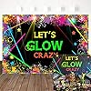 Mocsicka Let’s Glow Crazy Backdrops Glow Birthday Party Banner Decoration 7x5ft Vinyl Laser Neon ...